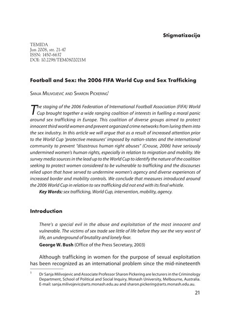 PDF Football And Sex The FIFA World Cup And Sex Trafficking