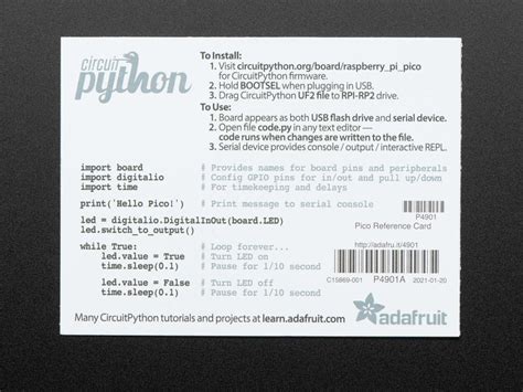 Adafruit Gpio Reference Card For Raspberry Pi Pico The Pi Hut