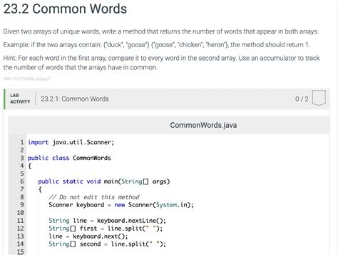 Solved 23 2 Common Words Given Two Arrays Of Unique Words Chegg