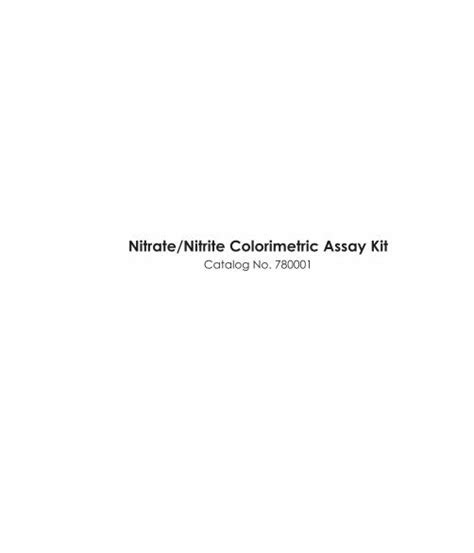Pdf Nitrate Nitrite Colorimetric Assay Kit · Nitrate Reductase Enzyme Preparation Catalog No