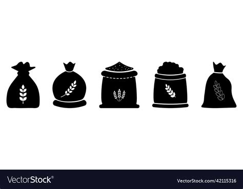 Set Of Wheat Bag Icon Royalty Free Vector Image