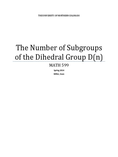 The Number Of Subgroups Contained In The Dihedral Group Research