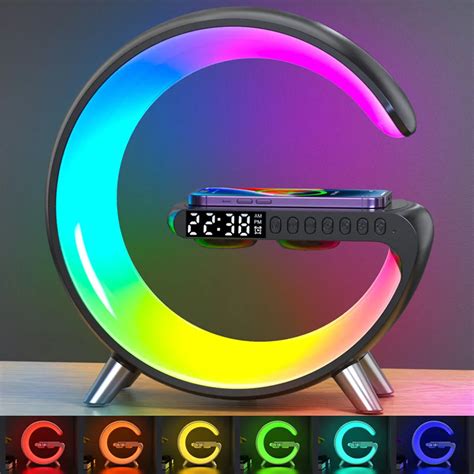 멀티 무선 충전기 알람 시계 15w Led 분위기 Rgb 조명 스피커 앱 제어 아이폰 8 11 12 13 14 삼성 홈 데코