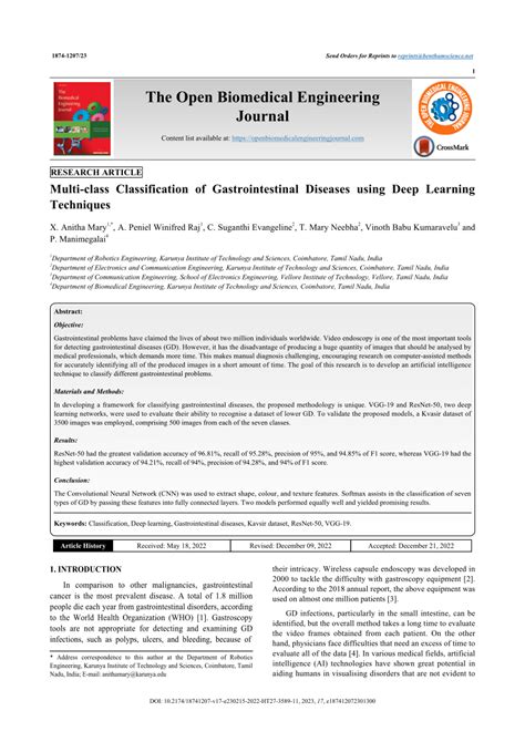 Pdf Multi Class Classification Of Gastrointestinal Diseases Using Deep Learning Techniques