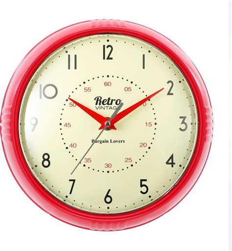 STUNNING SHABBY CHIC RETRO STYLE KITCHEN WALLCLOCK RED Amazon Co Uk Home Kitchen