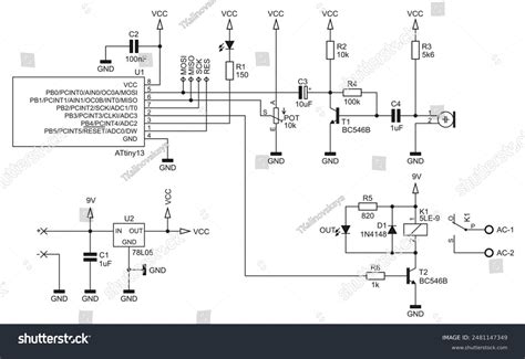 Schematic Diagram Electronic Device On Sheet Stock Vector Royalty Free 2481147349 Shutterstock