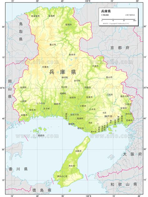 兵庫県 地勢図 ベクター地図素材のダウンロード販売 アフロモール