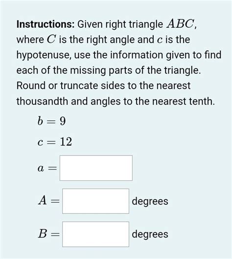[solved] instructions given right triangle abc where c is