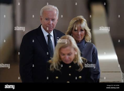 Us President Joe Biden And First Lady Jill Biden View The Coffin Of Queen Elizabeth Ii Lying In