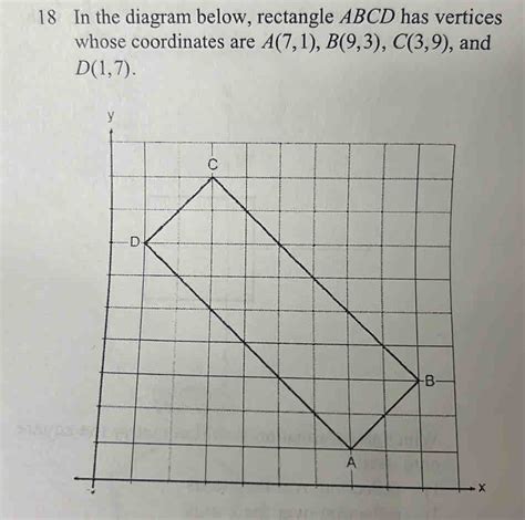 18 in the diagram below rectangle abcd has vertices whose coordinates