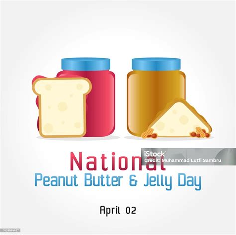 국립 땅콩 버터와 젤리 데이 벡터 일러스트레이션 인사말 카드 포스터 및 배너에 적합합니다 샌드위치 음식에 대한 스톡 벡터 아트
