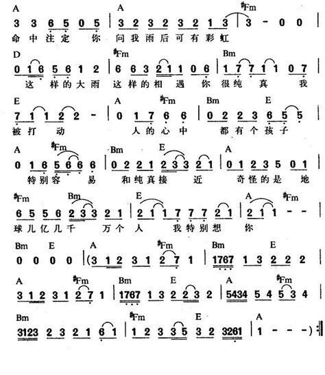 命中注定 庚澄庆 歌谱 简谱