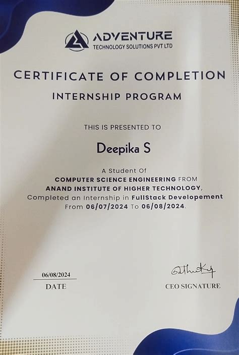 deepika s on linkedin thrilled to have completed a one month internship in full stack…