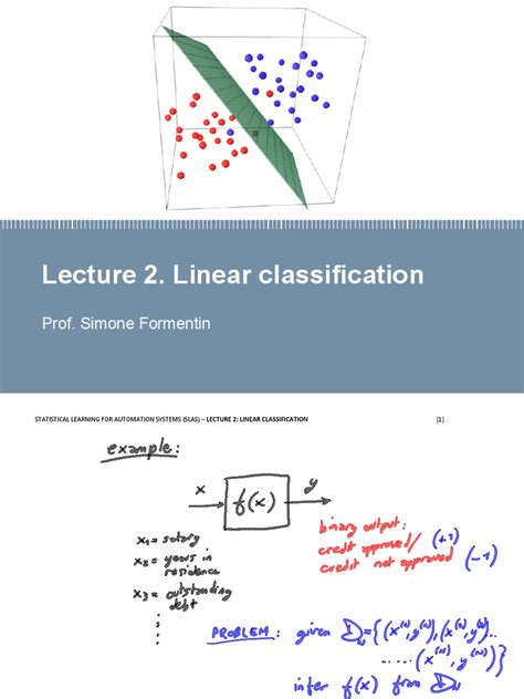 Lecture 2 Linear Classification Prof Simone Formentin Pdf