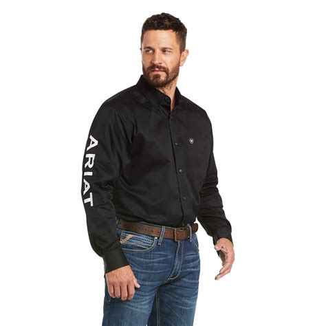 Ariat Mens Team Logo Twill Classic Fit Shirt Blackwhite Los