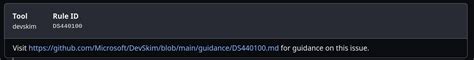 missing link to ds440100 documentation · issue 544 · microsoft devskim