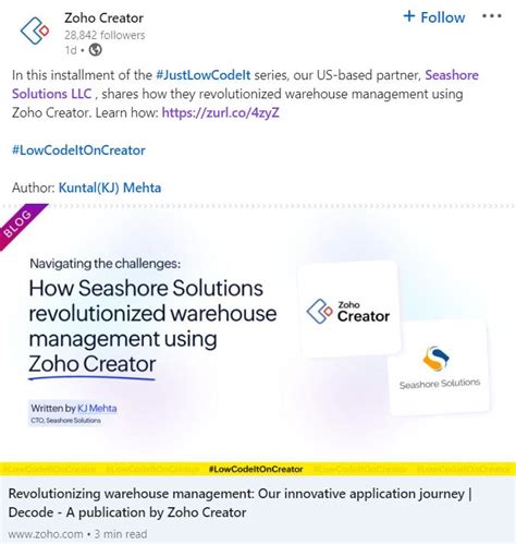 🌟 Thank You Zoho Creator For Featuring Our Journey In The