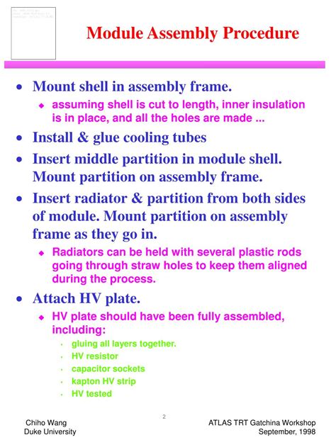 Ppt Module Assembly Procedures Chiho Wang Duke University Powerpoint