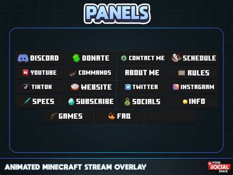 Animated Minecraft Twitch Overlay Minecraft Stream Package Obs Live Minecraft Scenes
