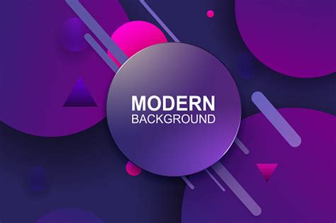 추상적인 파란색 컴포지션 보라색 색조 그라데이션이 있는 원 다양한 기하학적 모양 줄무늬 및 둥근 파란색 프레임 0명에 대한 스톡 벡터 아트 및 기타 이미지 Istock