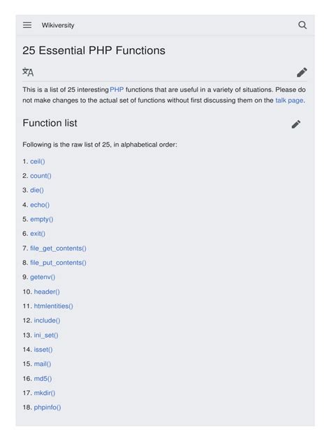 25 Essential Php Functions Wikiversity Pdf Php World Wide Web