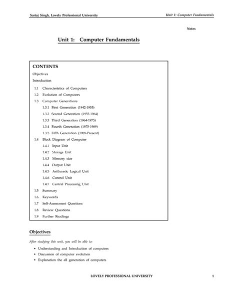 Unit 1 Computer Fundamentals Unit 1 Computer Fundamentals Notes Unit 1 Computer