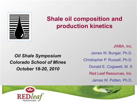 Ppt Shale Oil Composition And Production Kinetics Jwba Inc James W Powerpoint