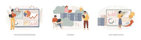 데이터 비즈니스 전략 고립 개념 벡터 일러스트 레이 션 세트 Sql에 대한 스톡 벡터 아트 및 기타 이미지 Sql 데이터