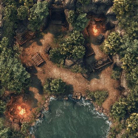 RTS Game Maps With Interactive Elements And Environmental Hazards Premium AI Generated Image