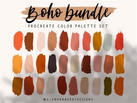 7 Procreate Color Palettes Boho Procreate Color Palette Boho Bundle Color Swatches Bohemian