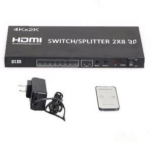 Techut 2 Input 8 Output HDMI Splitter Switch 2 In 8 Out Media Streaming