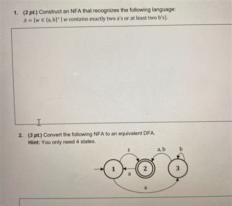 Solved Pt Construct An NFA That Recognizes The Chegg Com
