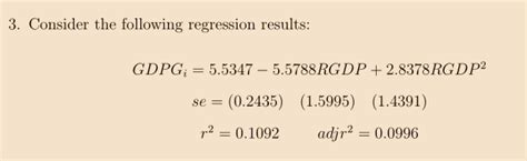 Solved Consider The Following Regression