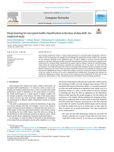 Pdf Deep Learning For Encrypted Traffic Classification In The Face Of Data Drift An Empirical