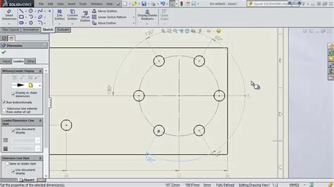 Solidworks Линейни и ъглови размерни верига с последователни размери Ordinate Dimension