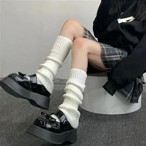알리익스프레스 로리타 레그 워머 여성용 긴 양말 양모 니트 발 커버 팔 워머 Y2k 가을 겨울 크로셰 힙 양말 부츠