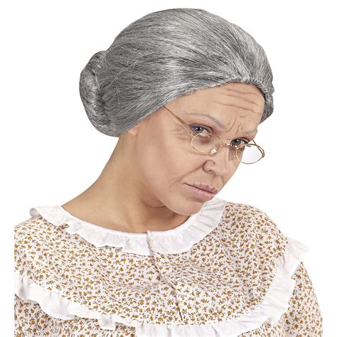 Oude Oma Pruik Grijs Met Knotje Granny Volwassen