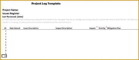 7 Project Log Template Fabtemplatez