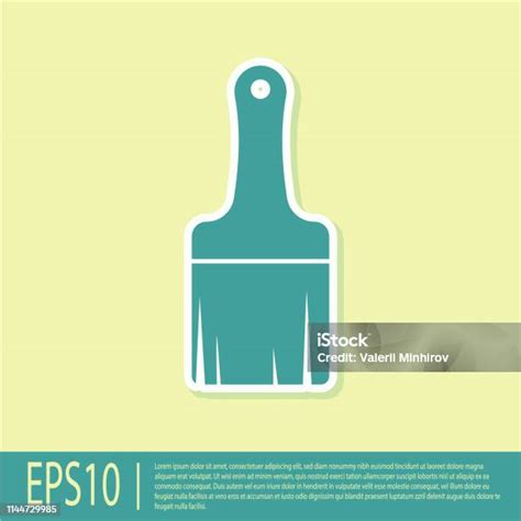 노란색 배경에 고립 된 녹색 페인트 브러시 아이콘입니다 평면 디자인입니다 벡터 일러스트 가사 집안일에 대한 스톡 벡터 아트 및 기타 이미지 가사 집안일 개념 건설