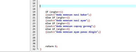 Membuat Menu Makanan Dengan Menggunakan If Else ~ Sumber Ilmu