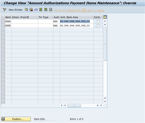 F ITAUTH SAP Tcode BCA Amount Authorization For Item