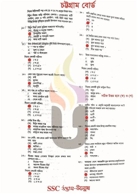 Ssc কৃষি শিক্ষা Mcq 2025 Solution Chittagong Board