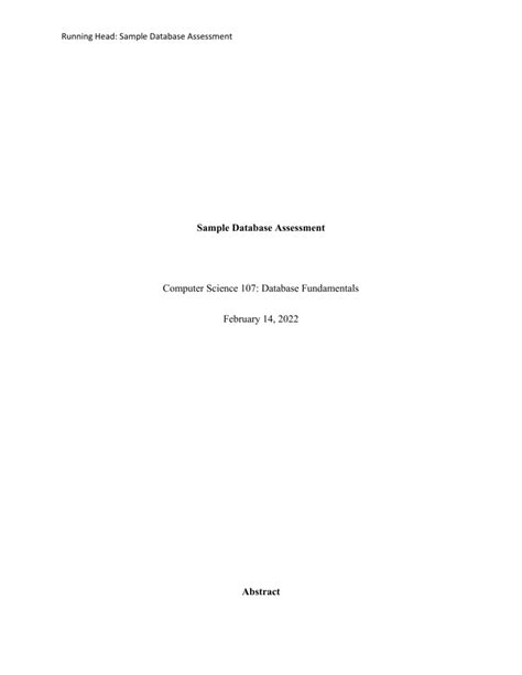 Sample Database Assessment Report