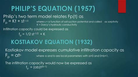 Modeling Infiltration Capacity In Infiltration Pptx