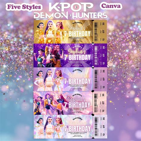 Kpop Demon Hunters Invitation Editable Concert Style Party Pass K Pop