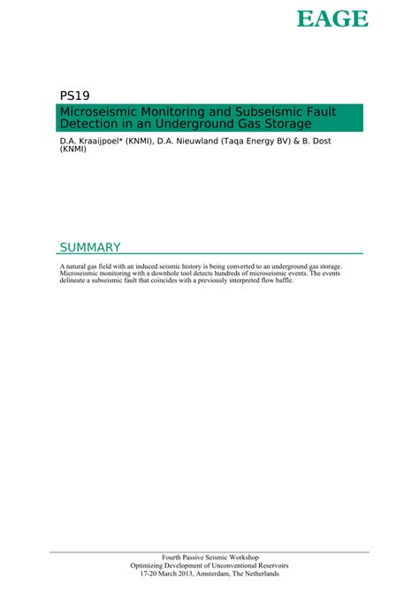 Pdf Microseismic Monitoring And Subseismic Fault Detection In An