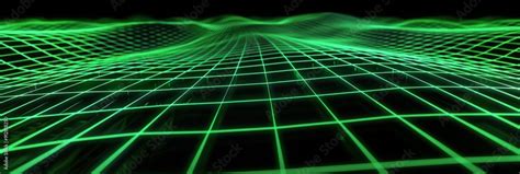 High Tech Data Visualization Background With Glowing Green Grid Representing Digital