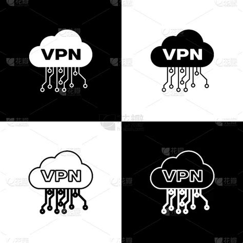 设置云vpn接口图标隔离在黑白背景。软件集成。矢量图素材 花瓣网