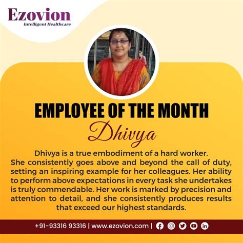 Ezovion On Linkedin Meet Our Employee Of The Month Dhivya R A Truly Hard Working And