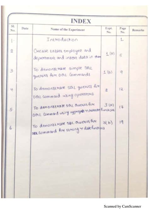 aa dbms record dbms lab queries for practise information